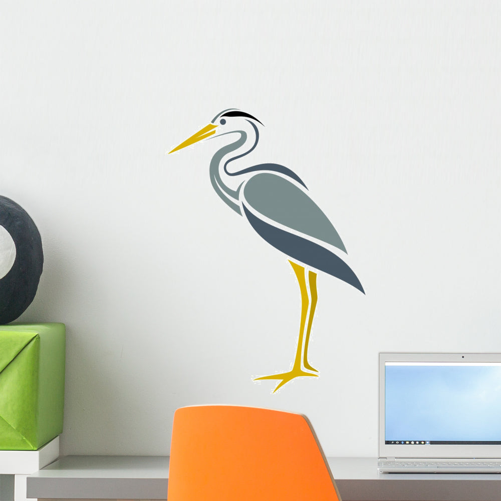 Stylized Great Blue Heron Wall Decal – Wallmonkeys