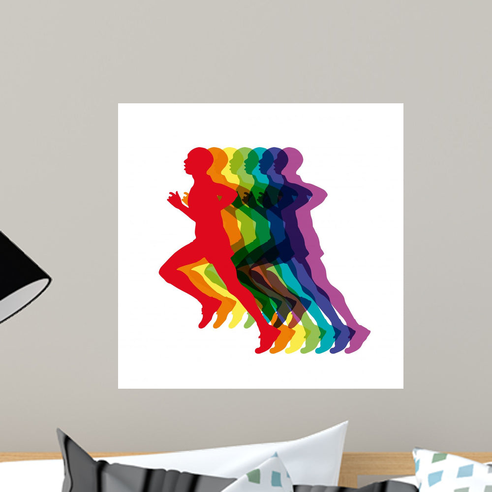Men Running Marathon Wall Decal – Wallmonkeys