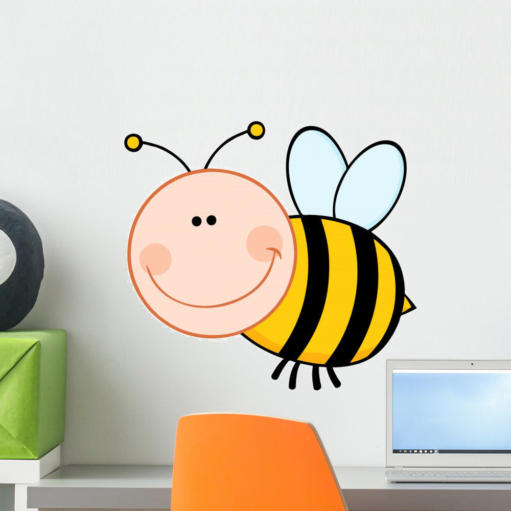 Smiling Bumble Bee Cartoon Wall Decal – Wallmonkeys