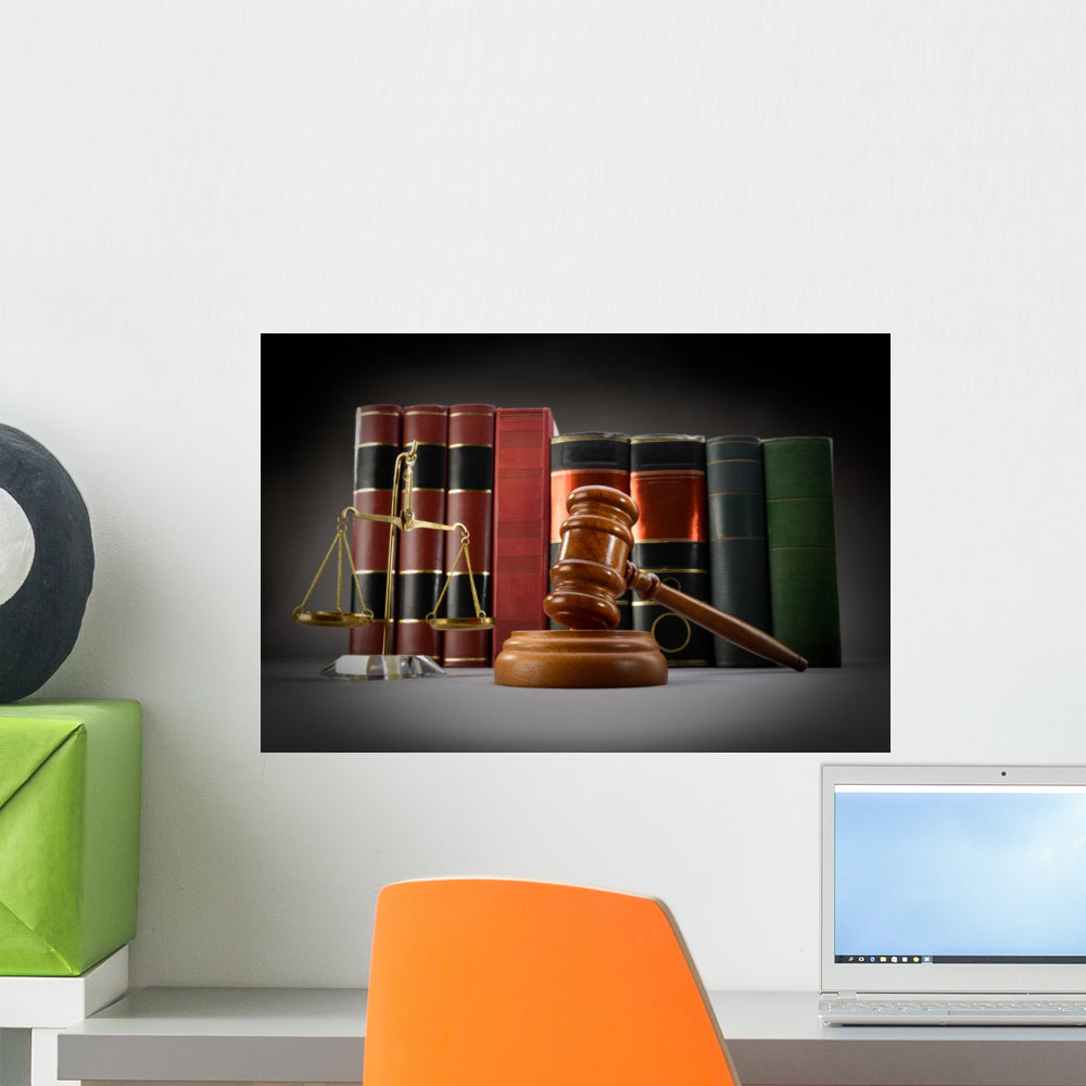 Scales Justice Law Books Wall Decal - WallMonkeys.com – Wallmonkeys