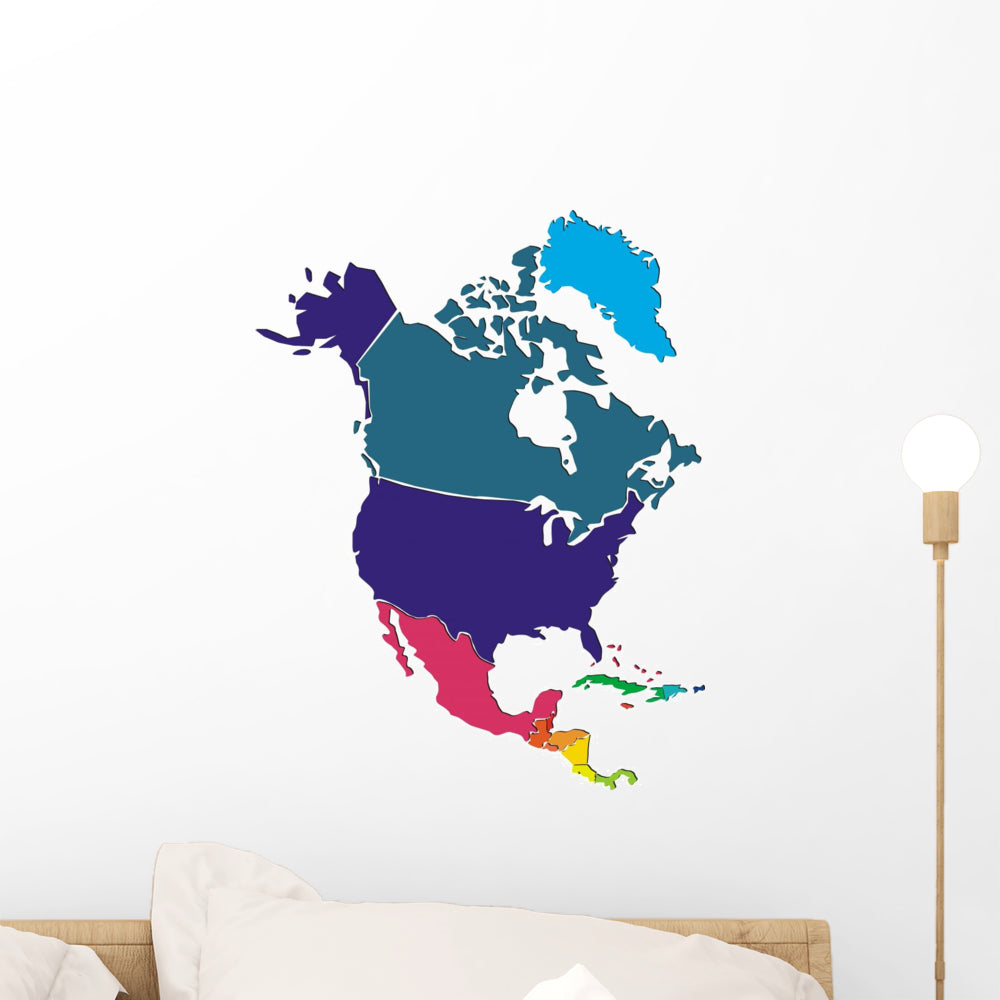Colorful North America Map – Wallmonkeys