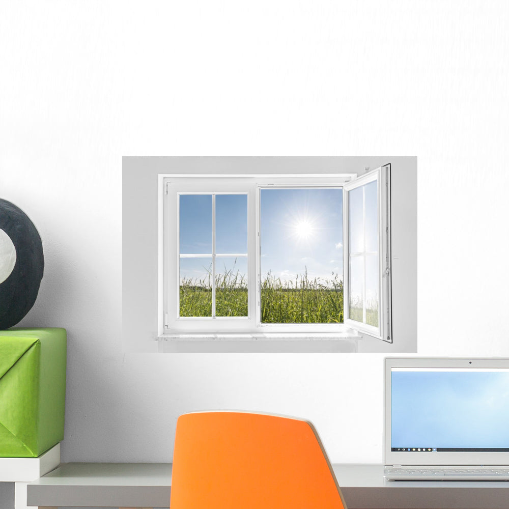 White Half Open Window – Wallmonkeys