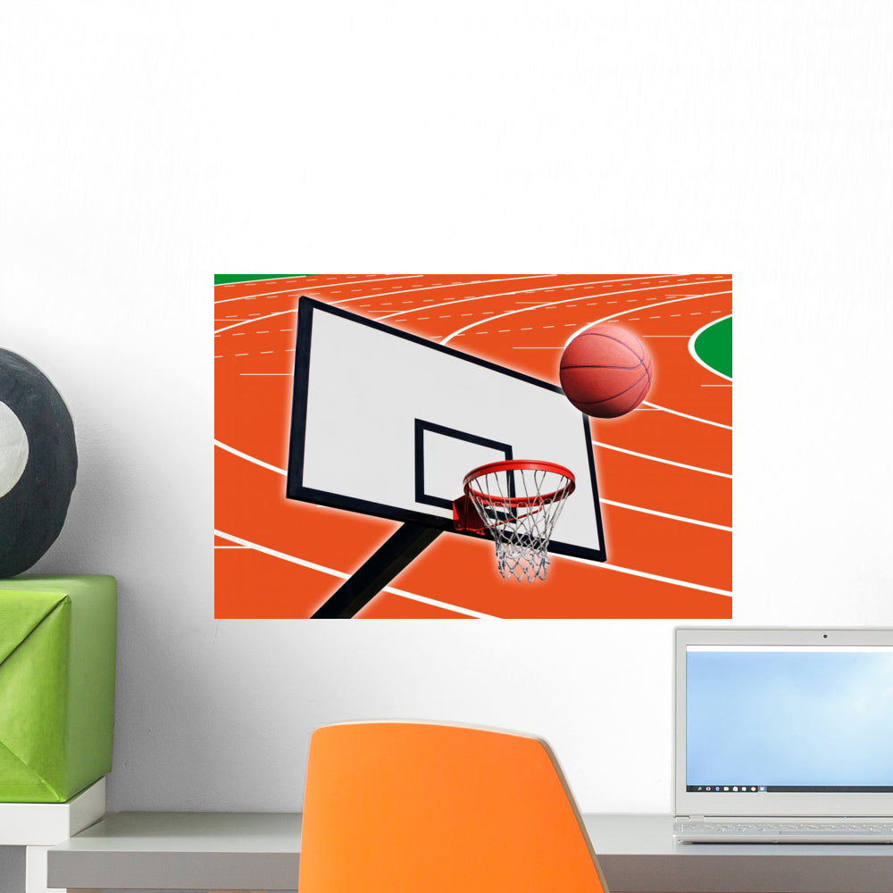 Basketball Hoop with Ball Wall Decal - WallMonkeys.com – Wallmonkeys