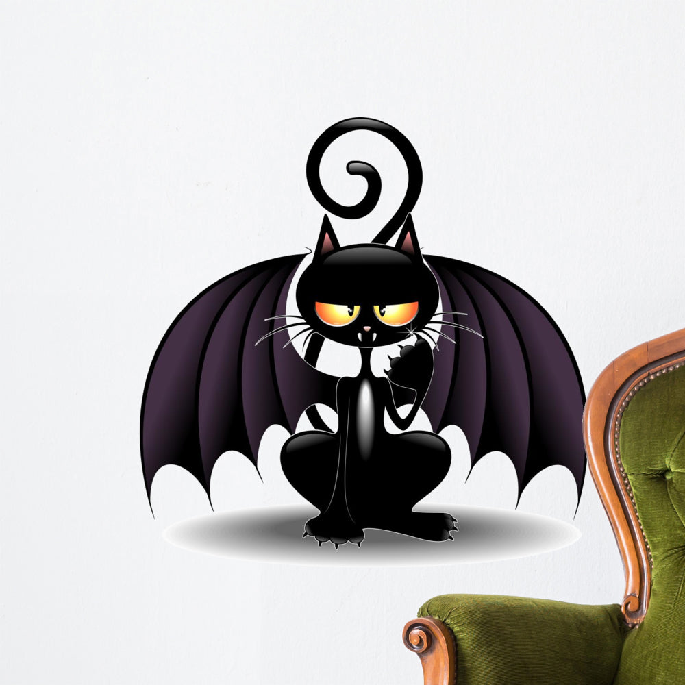 Halloween Bat Cat Cartoon Wall Decal - WallMonkeys.com – Wallmonkeys