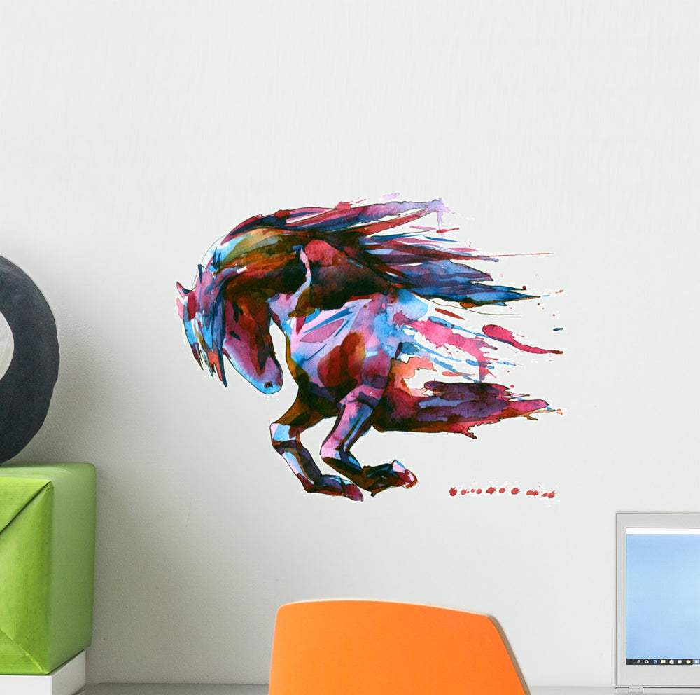 Watercolor Horse - Colorful Wall Decal - WallMonkeys.com – Wallmonkeys
