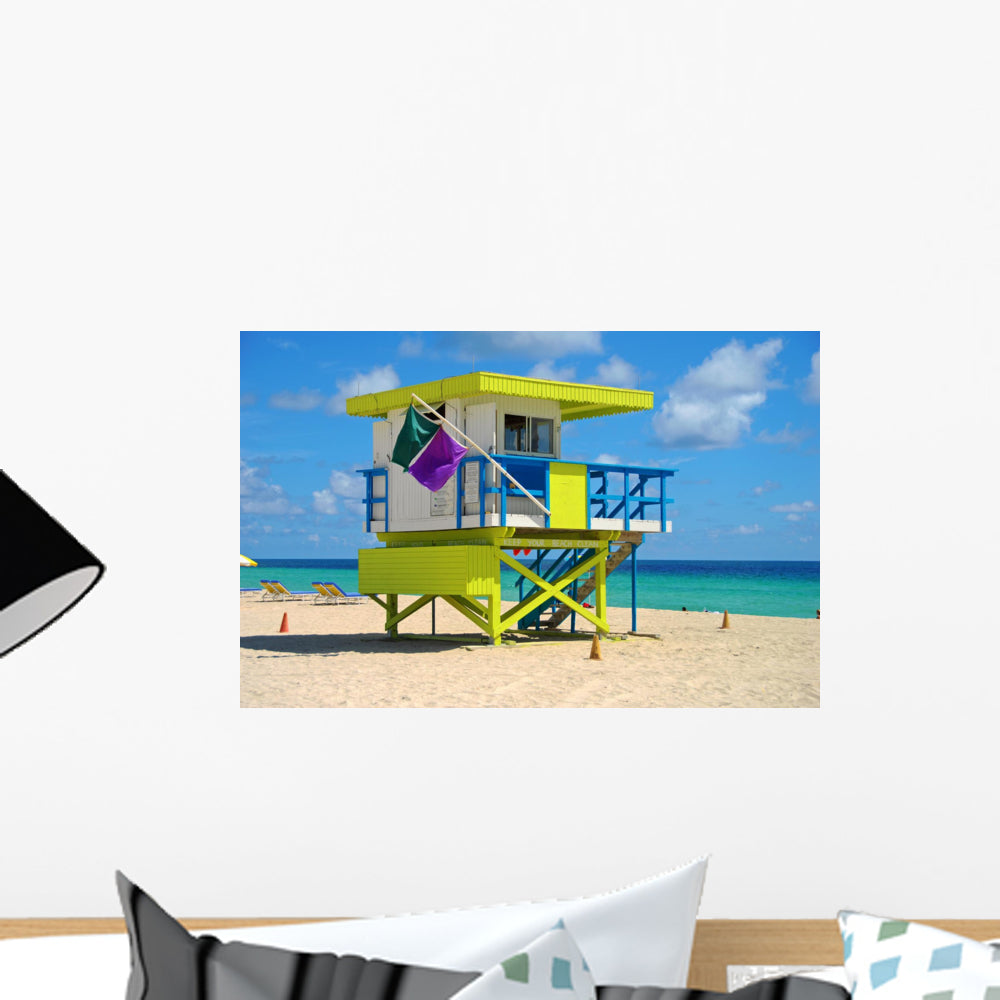 Lifeguard Tower Miami Beach Wall Decal - WallMonkeys.com – Wallmonkeys