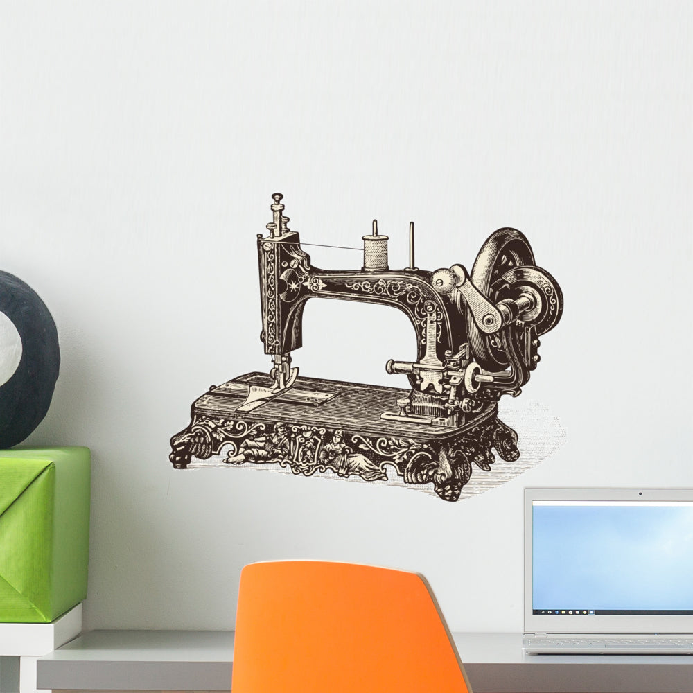 Vintage Sewing Machine Wall Decal - WallMonkeys.com – Wallmonkeys