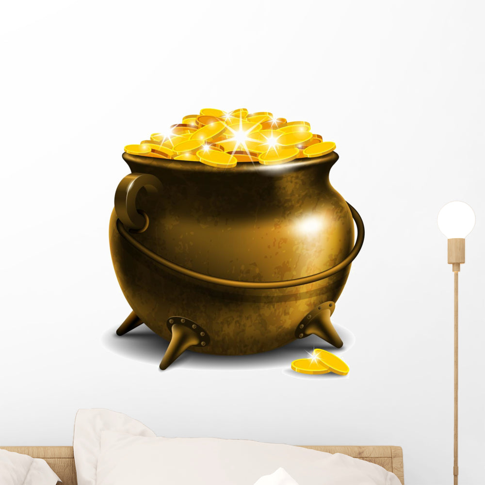 Pot with Gold Coin Wall Decal - WallMonkeys.com – Wallmonkeys