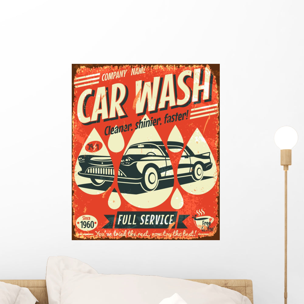 Retro Car Wash Sign Wall Decal - WallMonkeys.com – Wallmonkeys