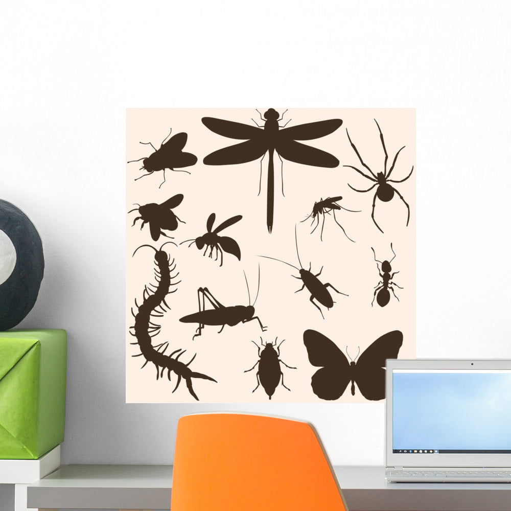 Vector Set Insects Silhouettes Wall Mural – Wallmonkeys