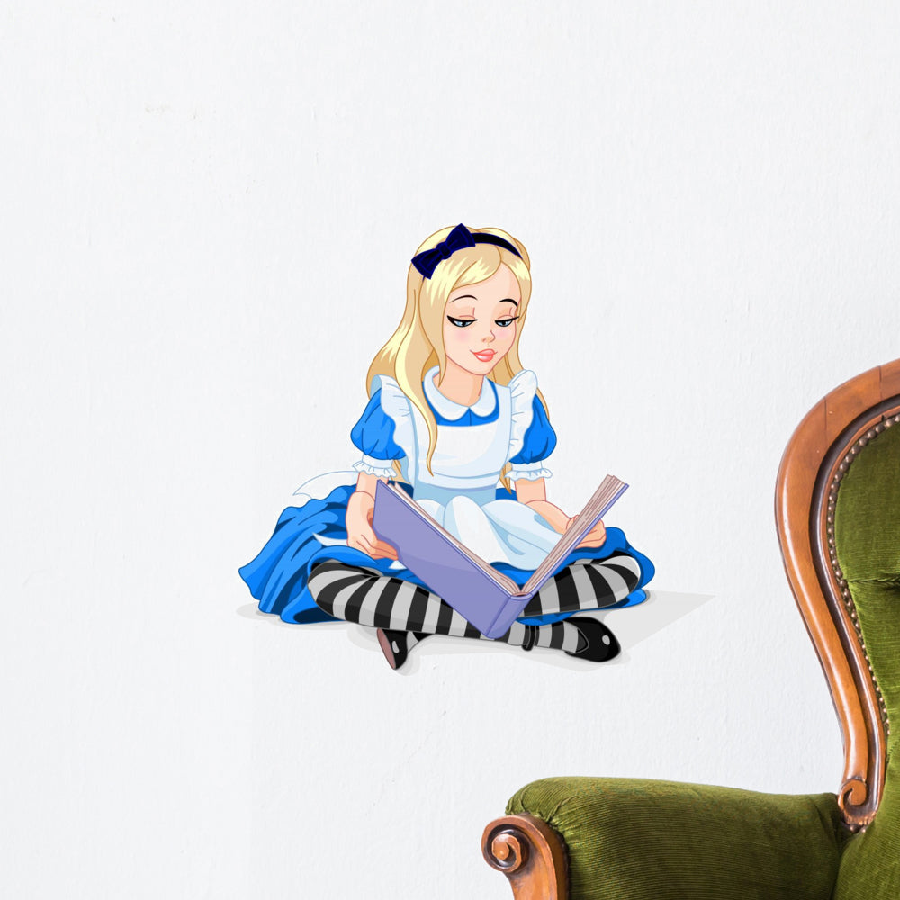 Alice Reading Book Wall Decal – Wallmonkeys