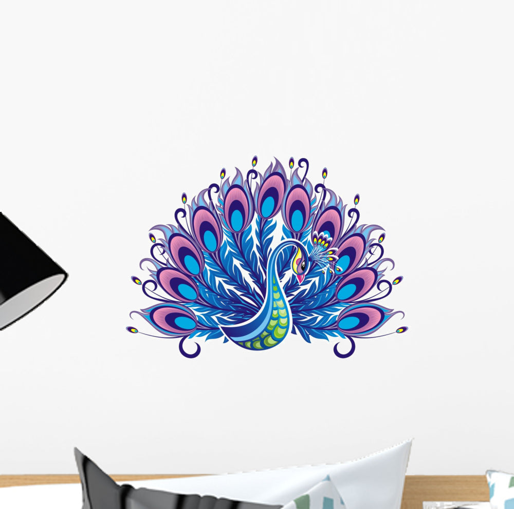 Beautiful Blue Peacock Wall Decal – Wallmonkeys