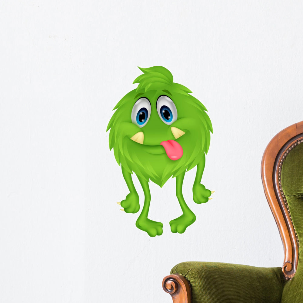 Cute Hairy Green Monster Wall Decal – Wallmonkeys