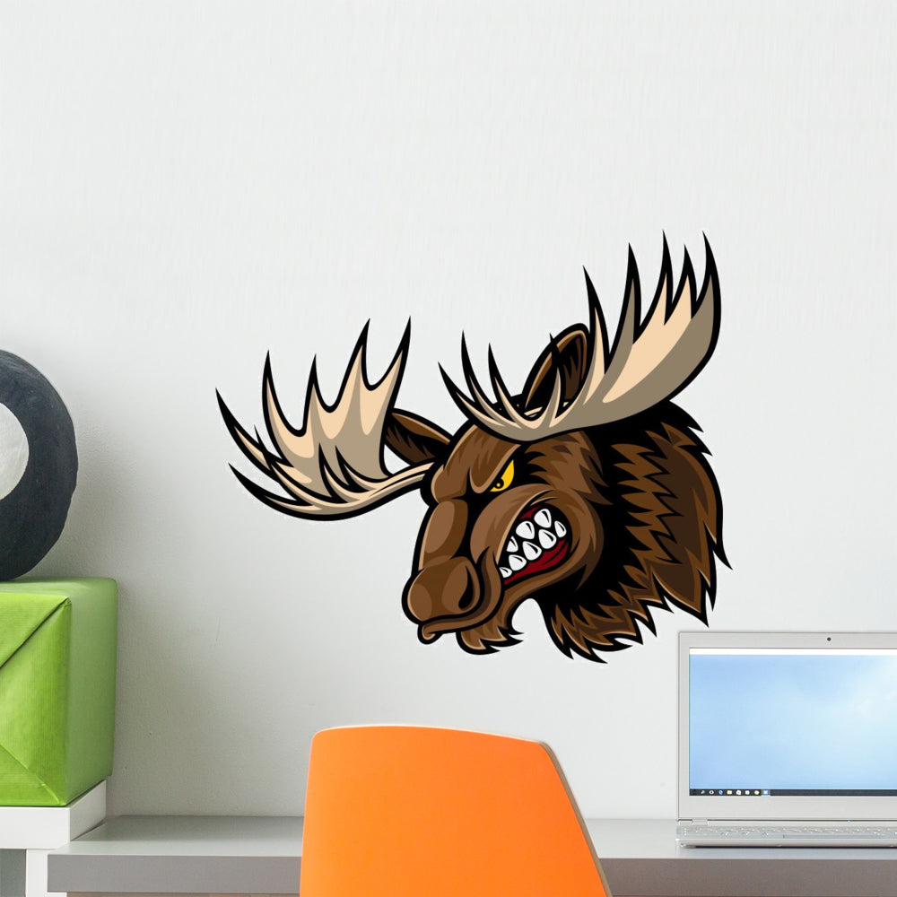 Angry Moose Head Wall Decal – Wallmonkeys