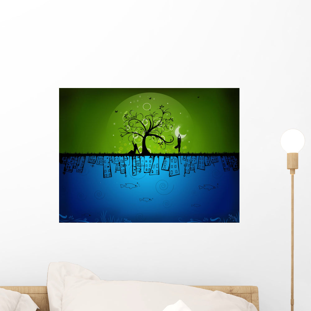 Natural Tree Reflection Animation Wall Mural – Wallmonkeys