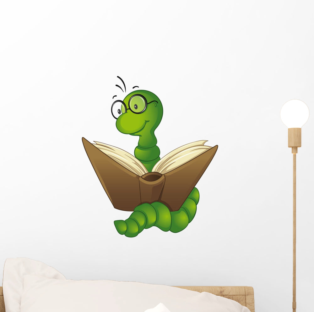 Cute Bookworm Wall Decal – Wallmonkeys