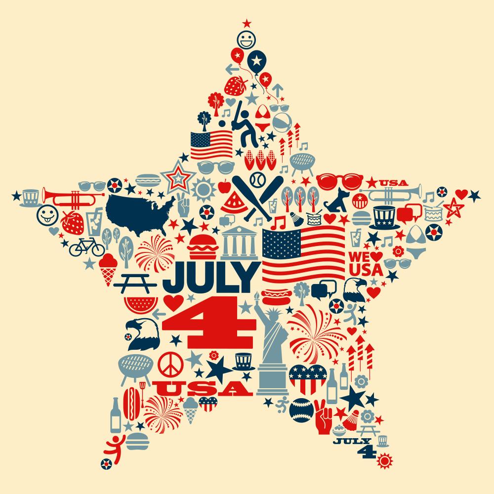 4th July Icon Collage Wall Mural – Wallmonkeys