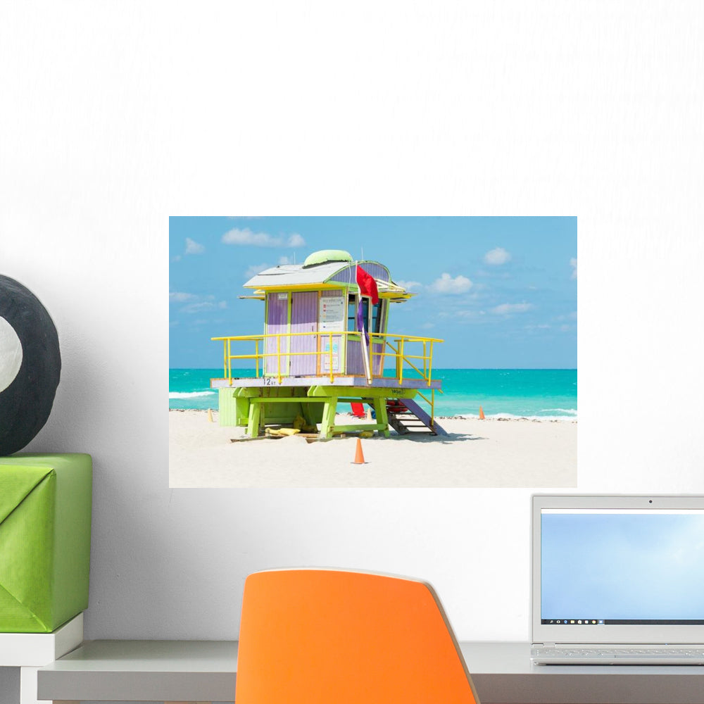 Colorful Lifeguard Tower Miami Wall Decal - WallMonkeys.com – Wallmonkeys
