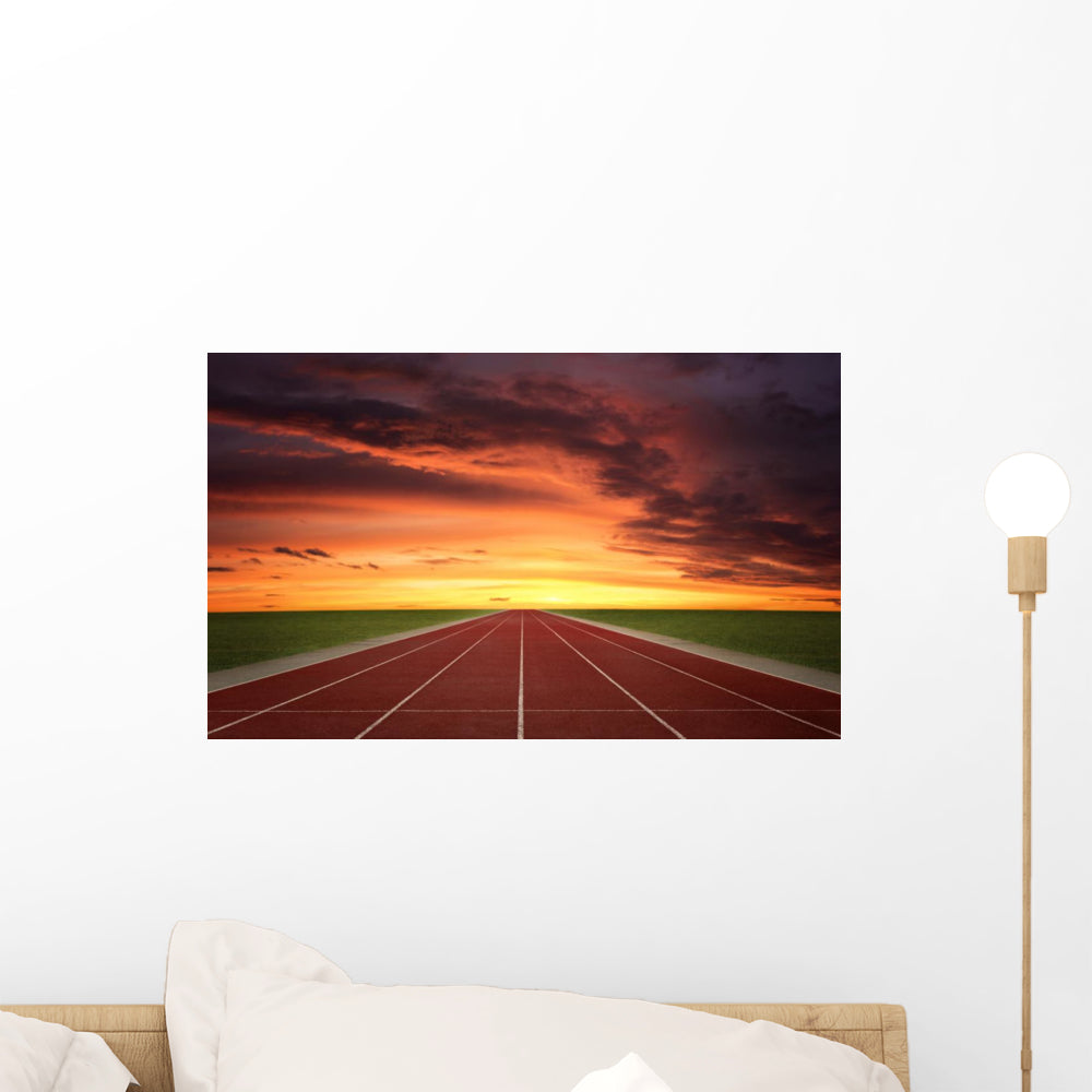 Running Track Sunset Wall Mural – Wallmonkeys