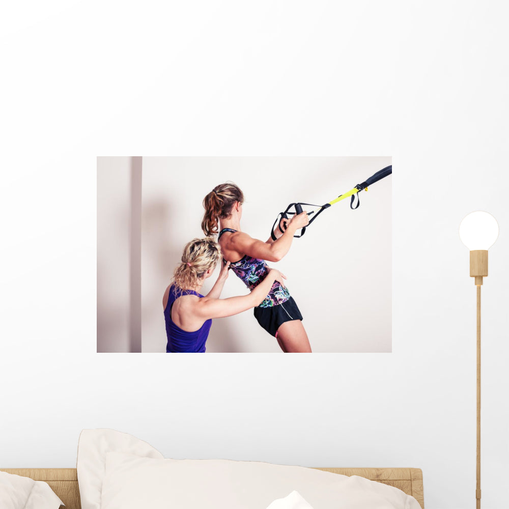 Athletic Woman And Personal Trainer Wall Decal - WallMonkeys.com ...