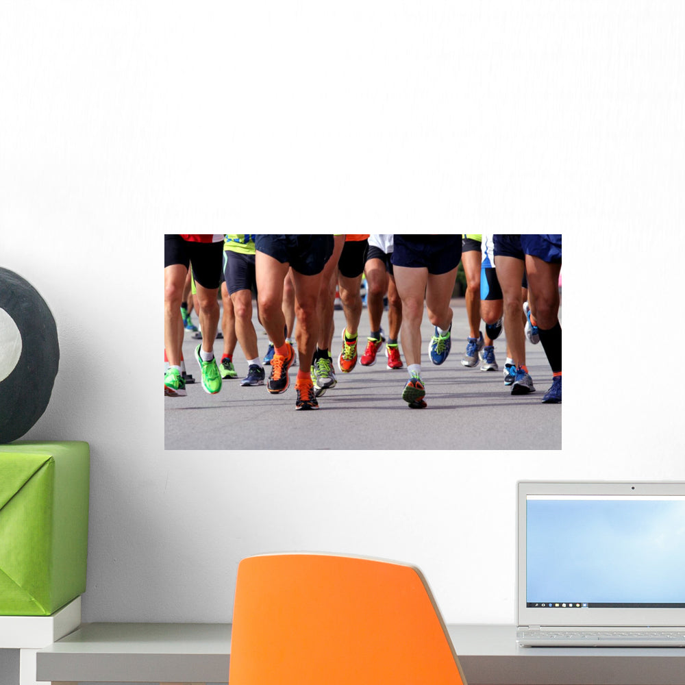 Runners To Race To The Finish Line Of The Marathon Wall Decal ...