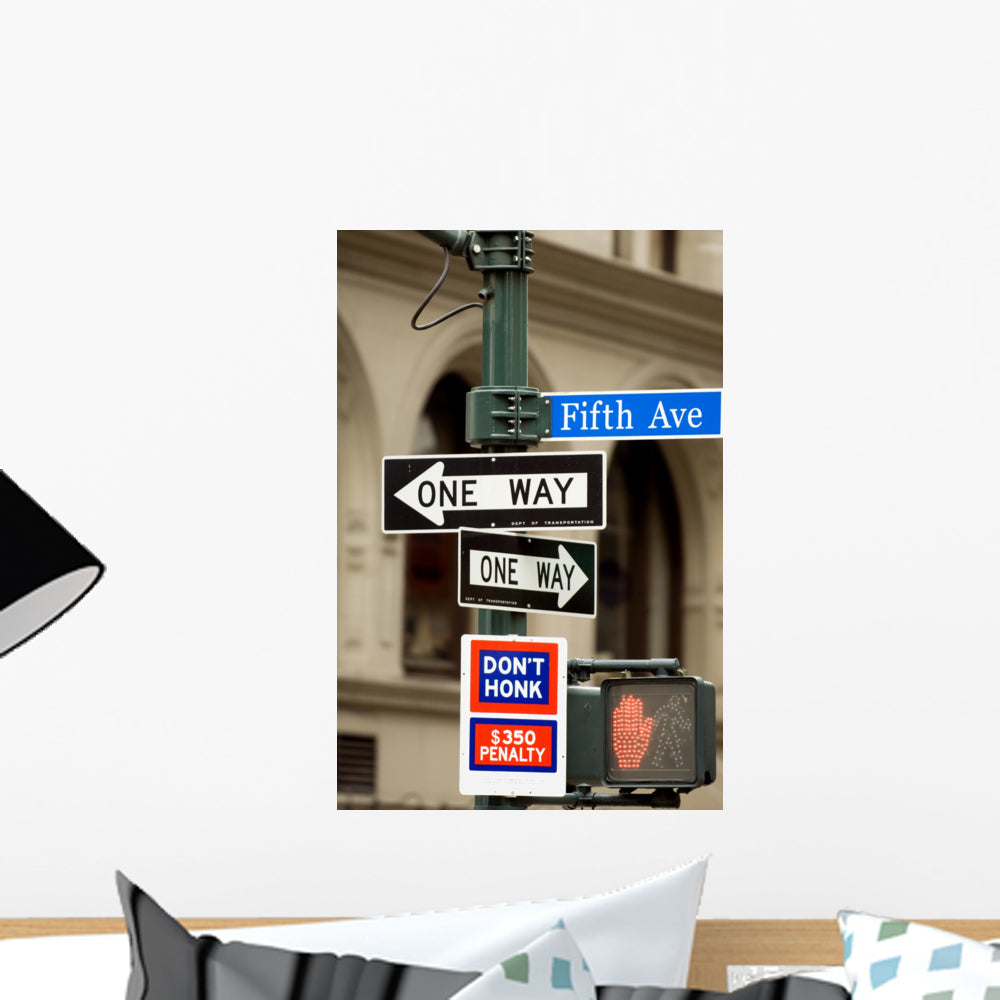 Fifth Avenue Sign In Pedestrian Crossing, Midtown Manhattan, NYC Wall ...