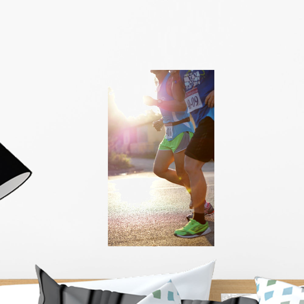 Marathon Runners Morning Wall Mural – Wallmonkeys