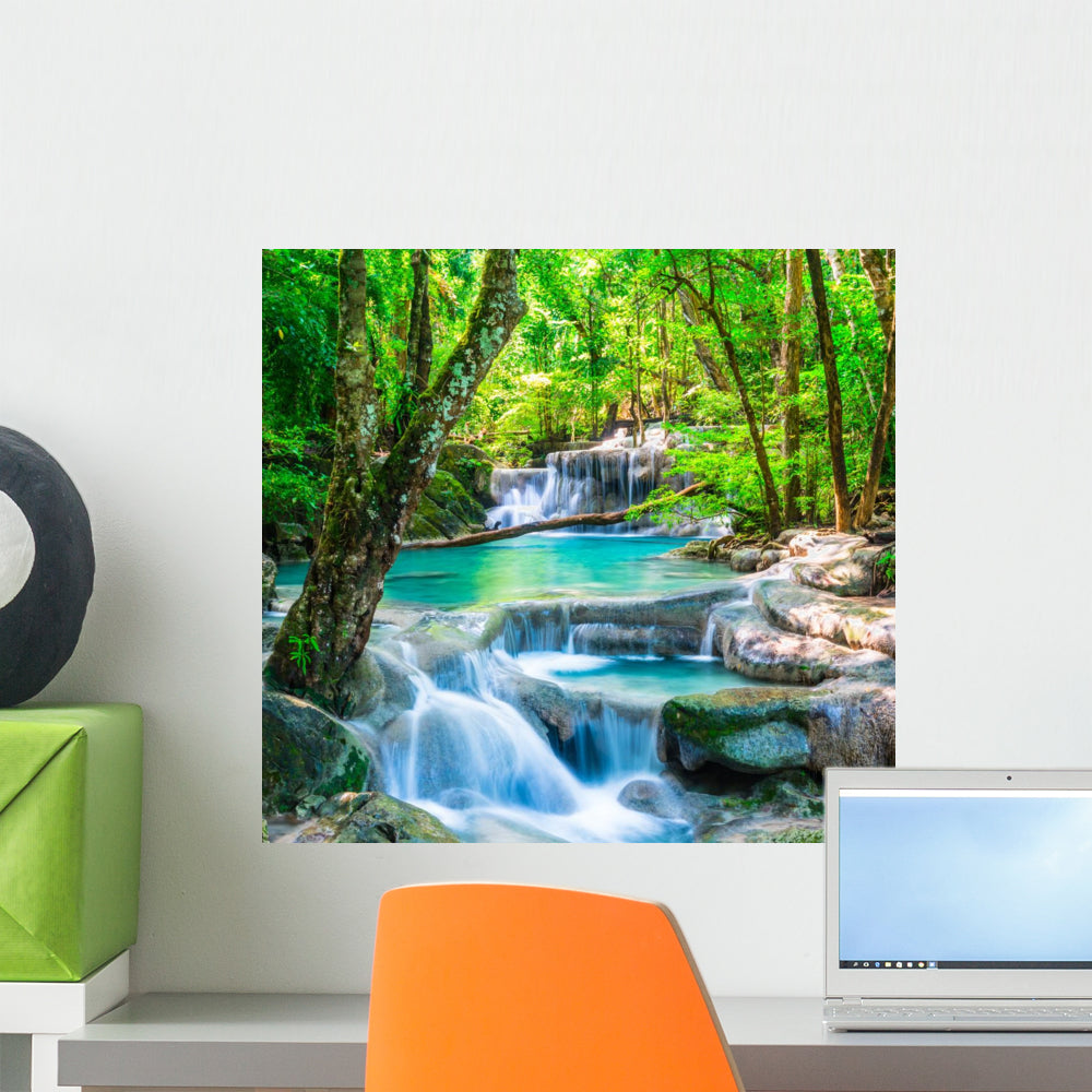 Cool Waterfall Forest Wall Mural – Wallmonkeys