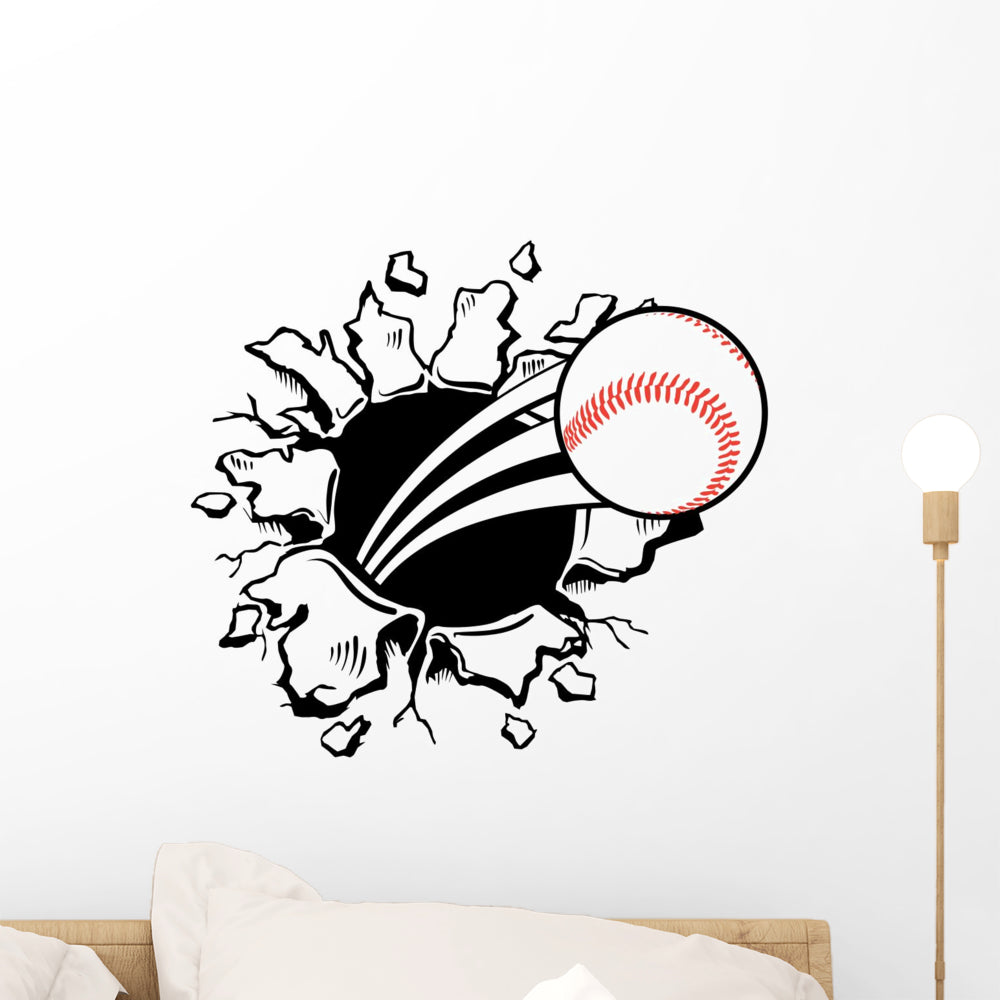 Baseball Busting Wall - Wall Decal - WallMonkeys.com – Wallmonkeys