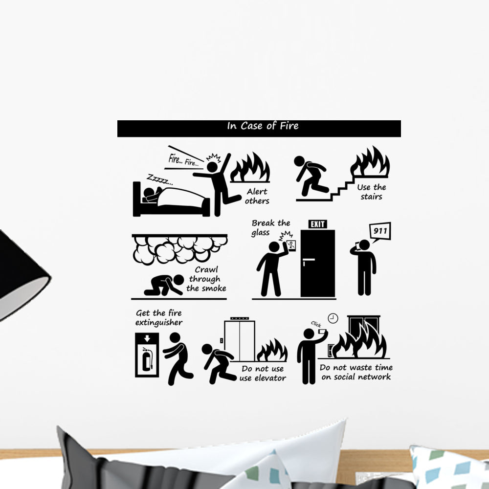 Case Fire Emergency Action Wall Decal - WallMonkeys.com – Wallmonkeys