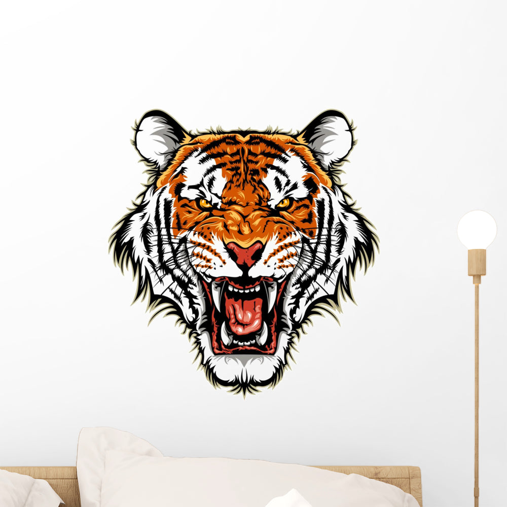 Roaring Tiger Head Wall Decal - WallMonkeys.com – Wallmonkeys