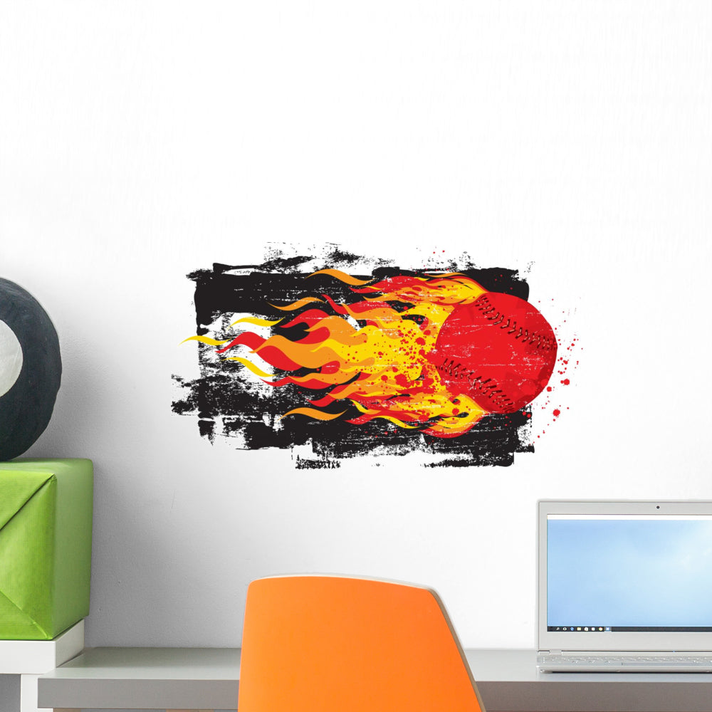 Flaming Red Fastball Wall Decal - WallMonkeys.com – Wallmonkeys