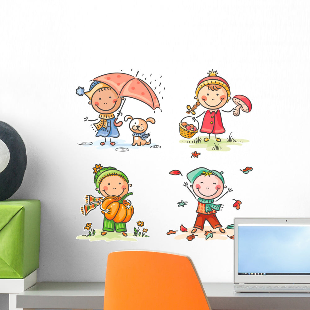 Little Kids' Autumn Activities Wall Decal - WallMonkeys.com – Wallmonkeys