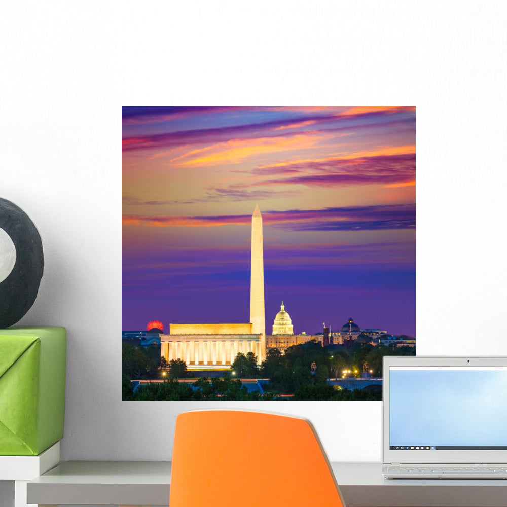 Washington Monument Capitol And Lincoln Memorial Wall Decal ...