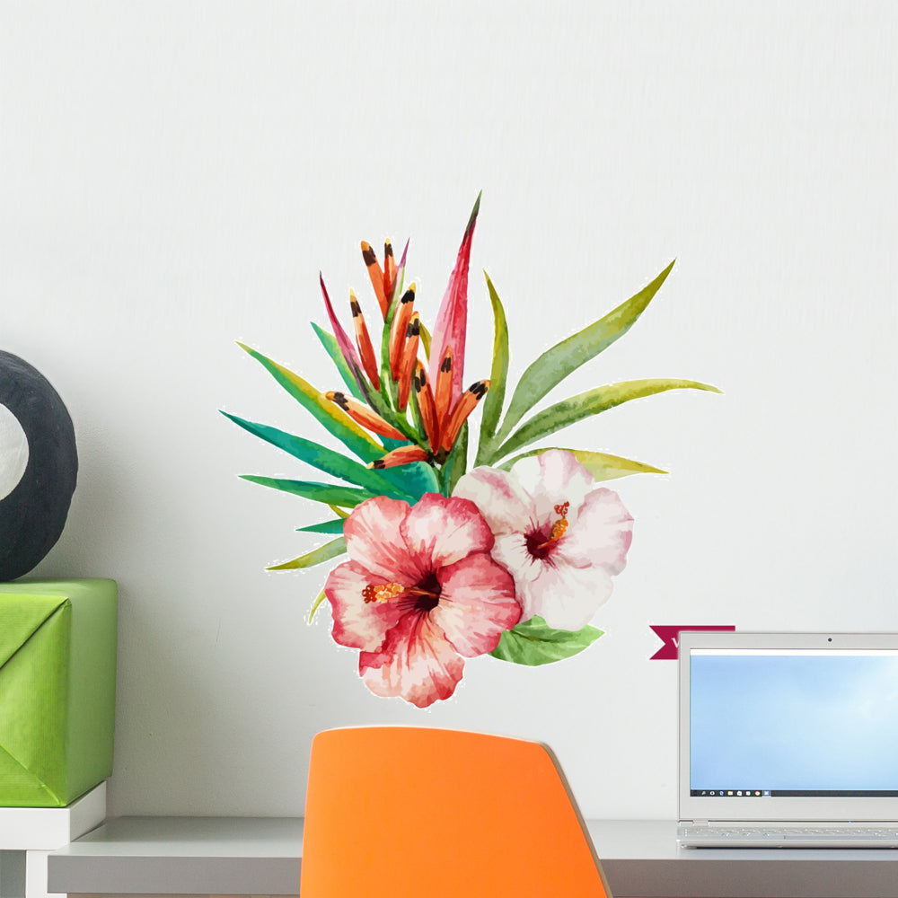 Beautiful Tropical Hawaiian Flowers Wall Decal - WallMonkeys.com ...