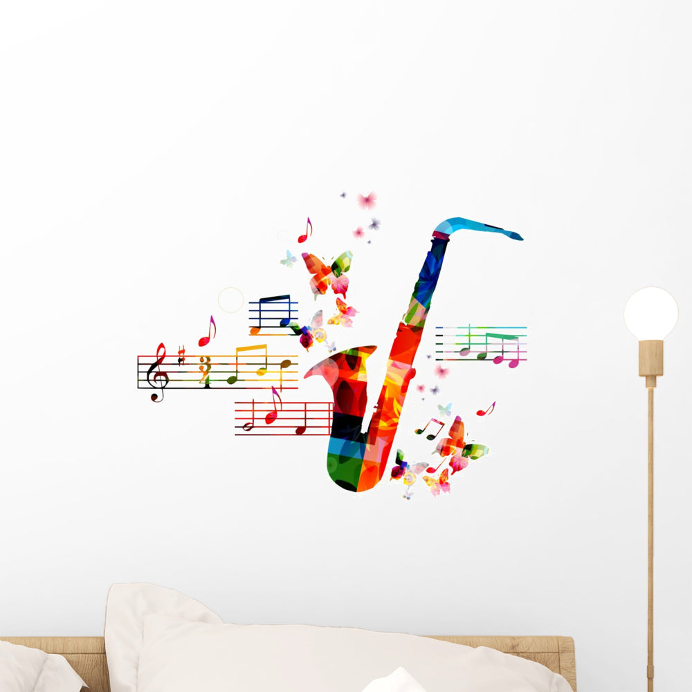 Colorful Saxophone Design with Wall Decal - WallMonkeys.com – Wallmonkeys
