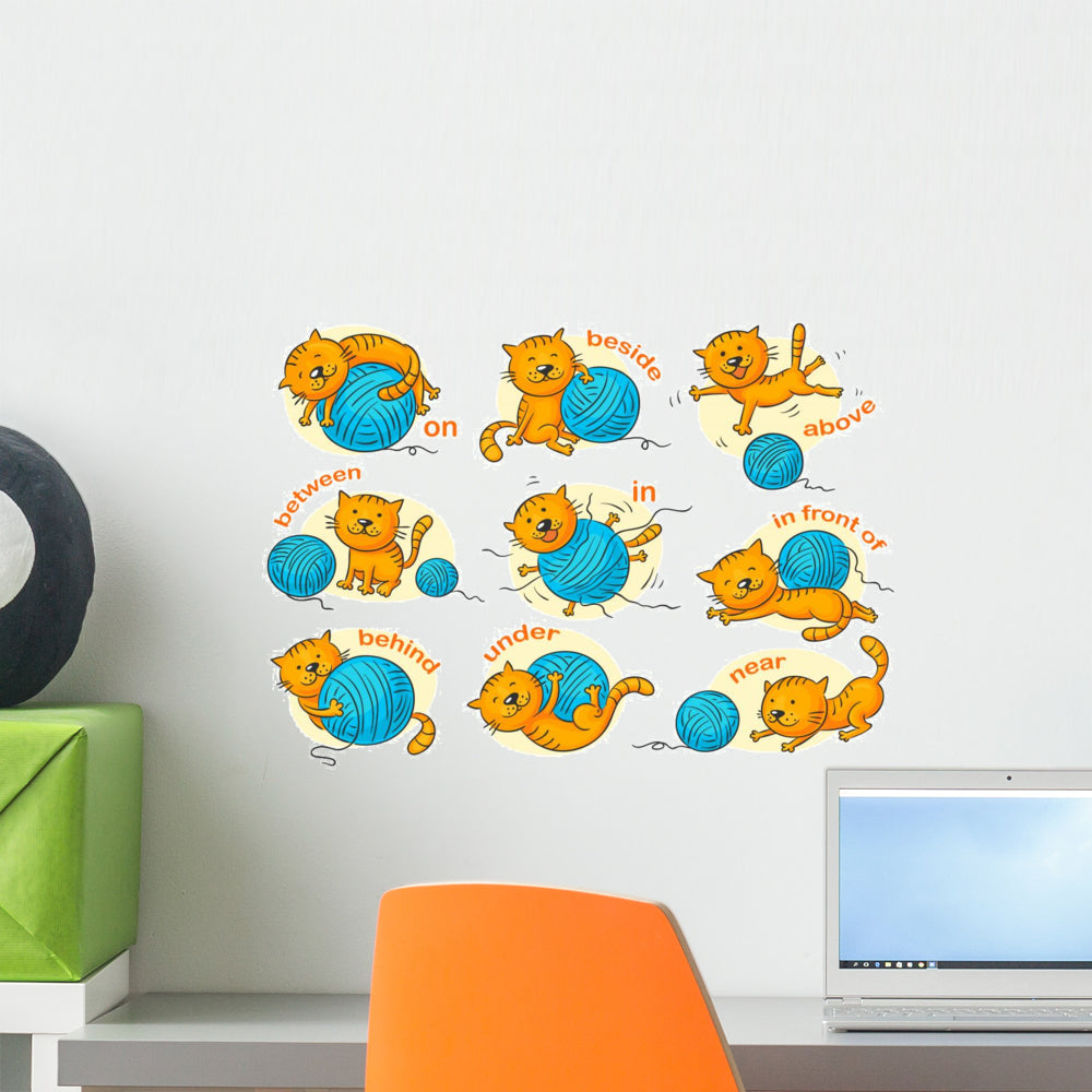 Prepositions Place Colorful Cartoon Wall Stickers Wall Decal ...