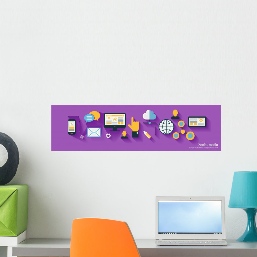 Infographics Social Media Network Wall Decal Panoramic Wall Decal ...