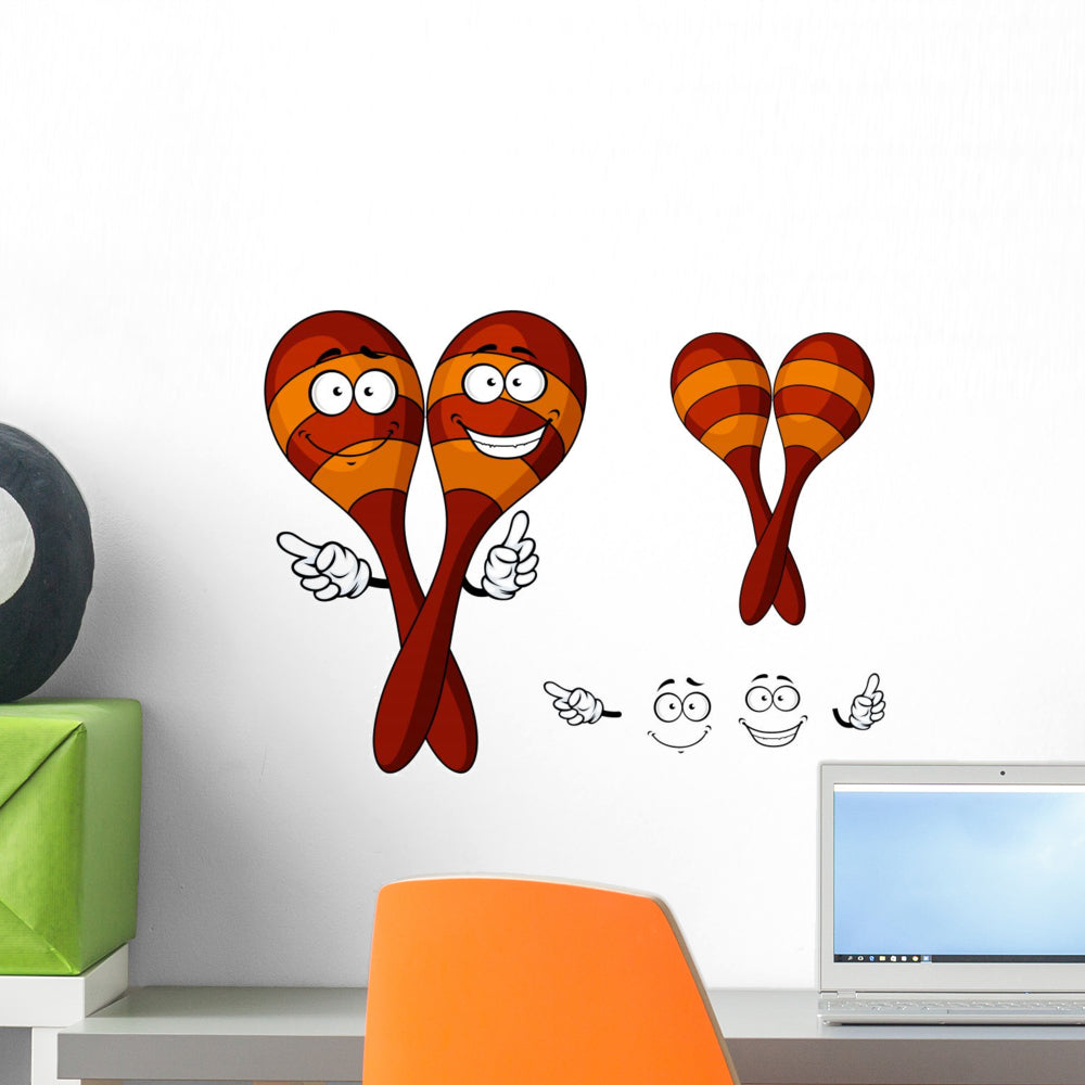 Mexican Wooden Maracas Cartoon Wall Stickers Wall Decal - WallMonkeys ...