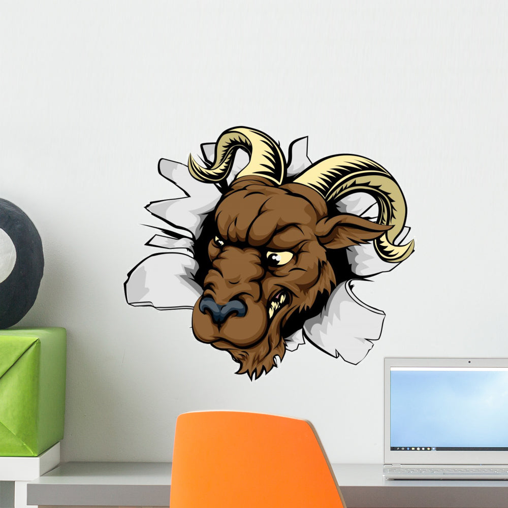 Ram Sports Mascot Breakthrough Wall Decal - WallMonkeys.com – Wallmonkeys