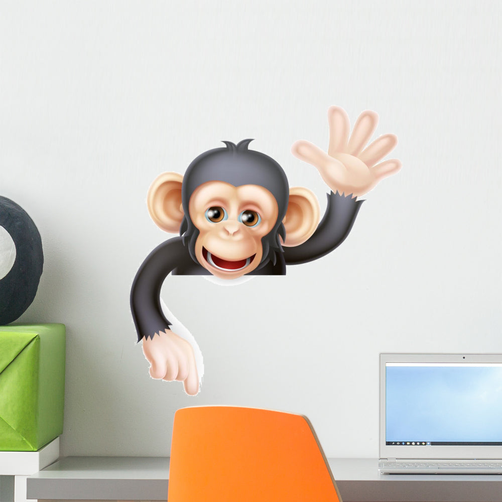 Waving Monkey Sign Wall Decal - WallMonkeys.com – Wallmonkeys