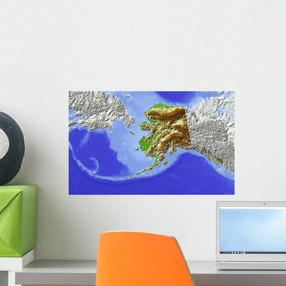 Alaska Shaded Relief Map Wall Decal - WallMonkeys.com – Wallmonkeys