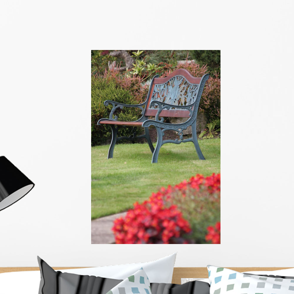 Garden Bench with Flowers Wall Decal - WallMonkeys.com – Wallmonkeys