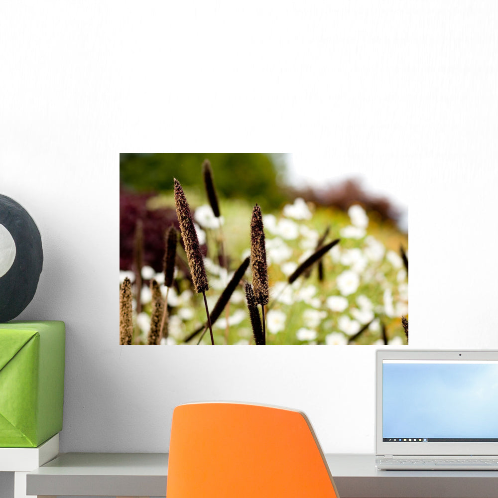 Cattails with Wild Flowers Wall Decal - WallMonkeys.com – Wallmonkeys