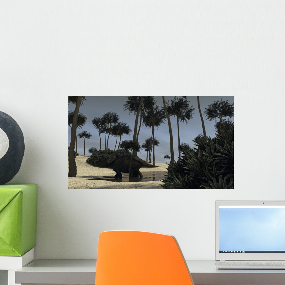 Triceratops Roaming Riverbed Prehistoric Wall Decal - WallMonkeys.com ...