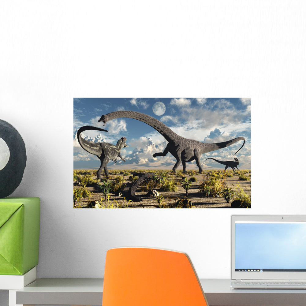 Deadly Confrontation between Diplodocus Wall Decal - WallMonkeys.com ...