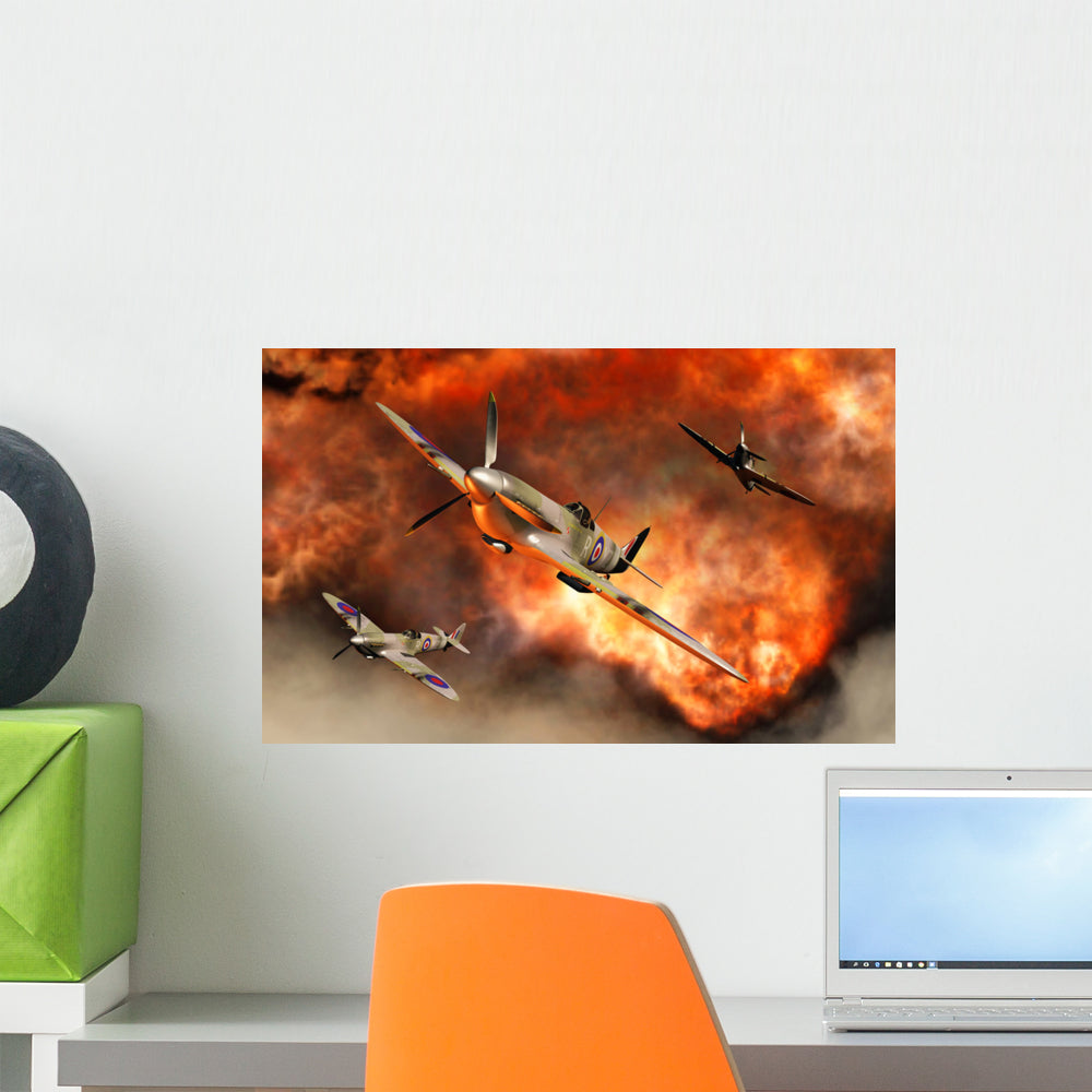 British Supermarine Spitfires Bursting Wall Decal - WallMonkeys.com ...