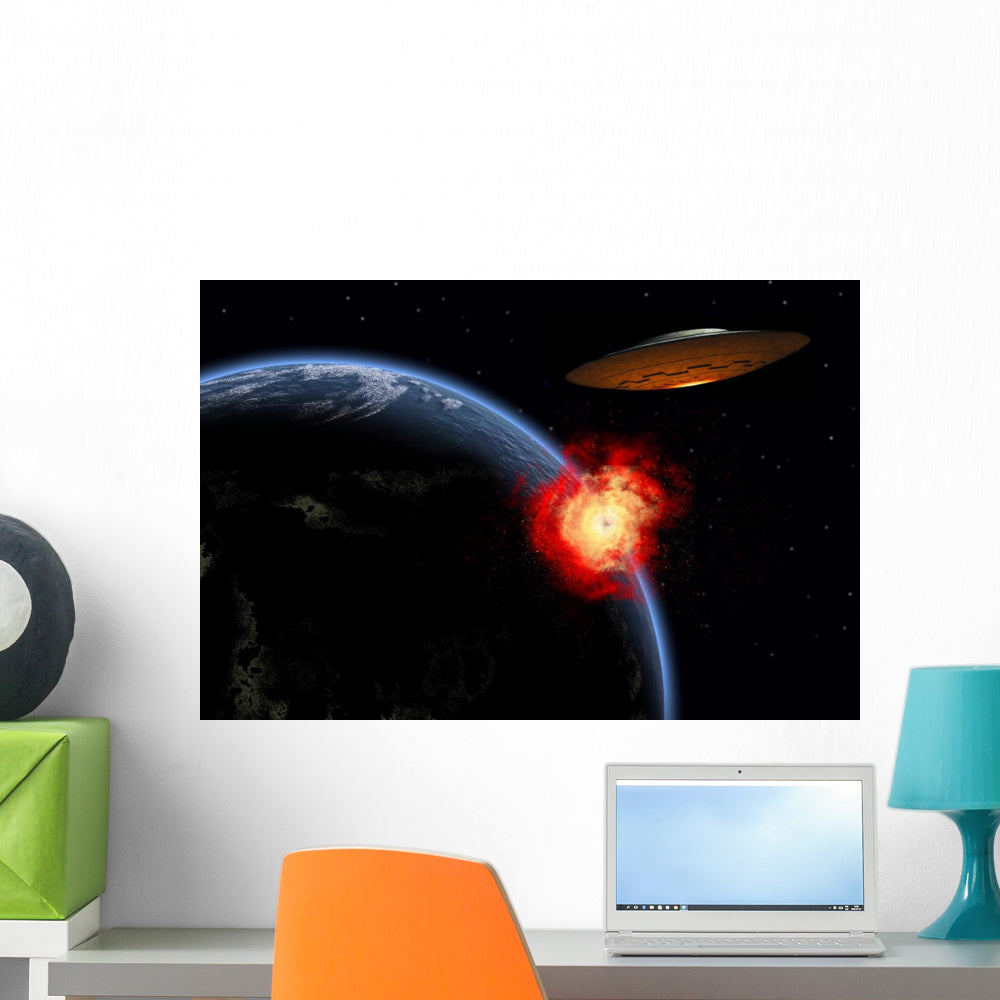 Orbiting Ufo Launches Deadly Horizontal Wall Decal - WallMonkeys.com ...