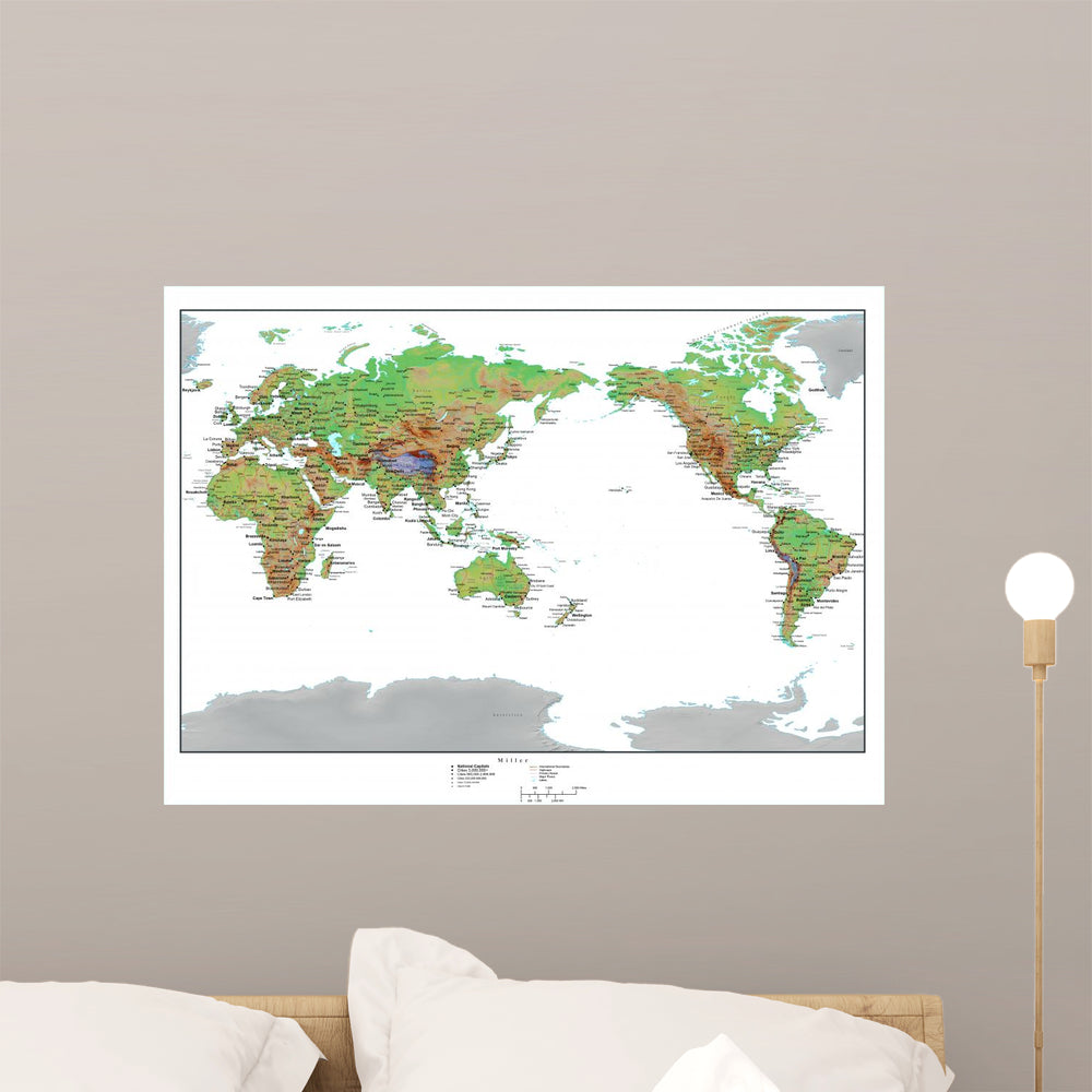 Topographical World Map Wall Mural – Wallmonkeys