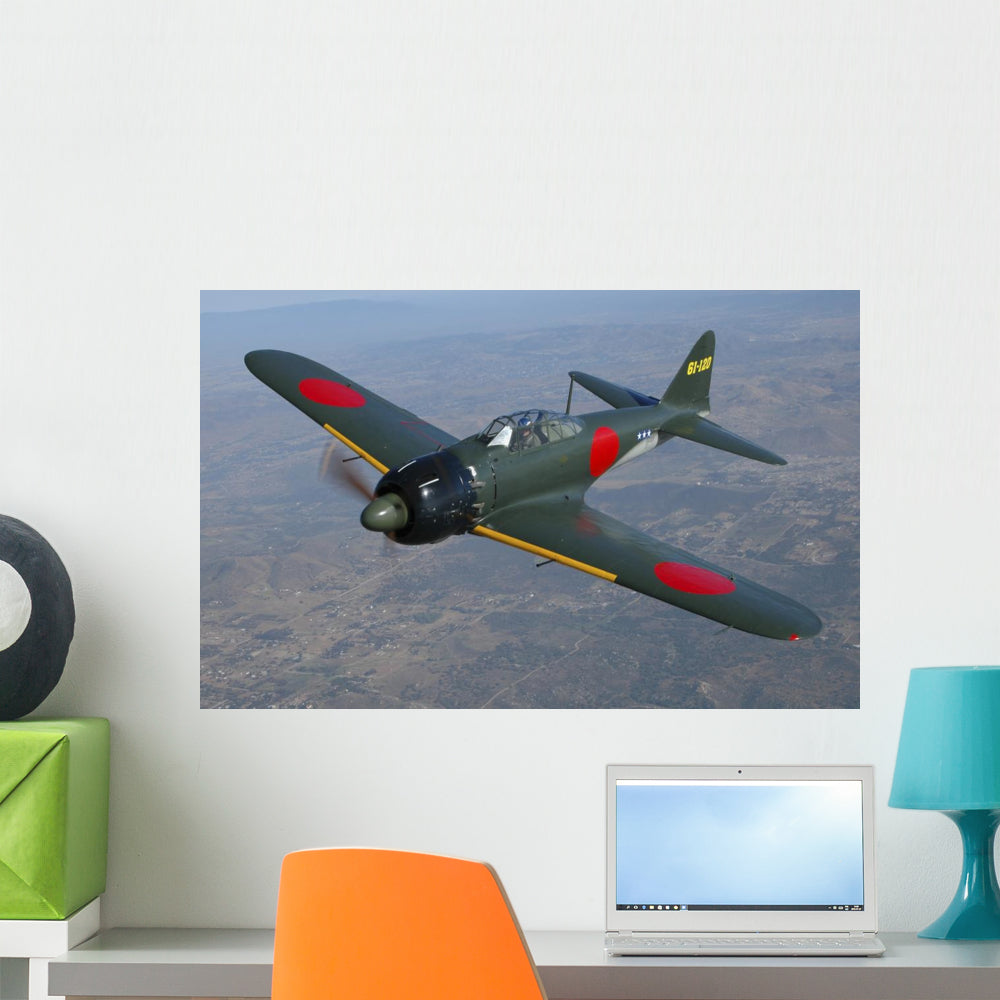 A6m Japanese Zero Flying Front Wall Decal - WallMonkeys.com – Wallmonkeys
